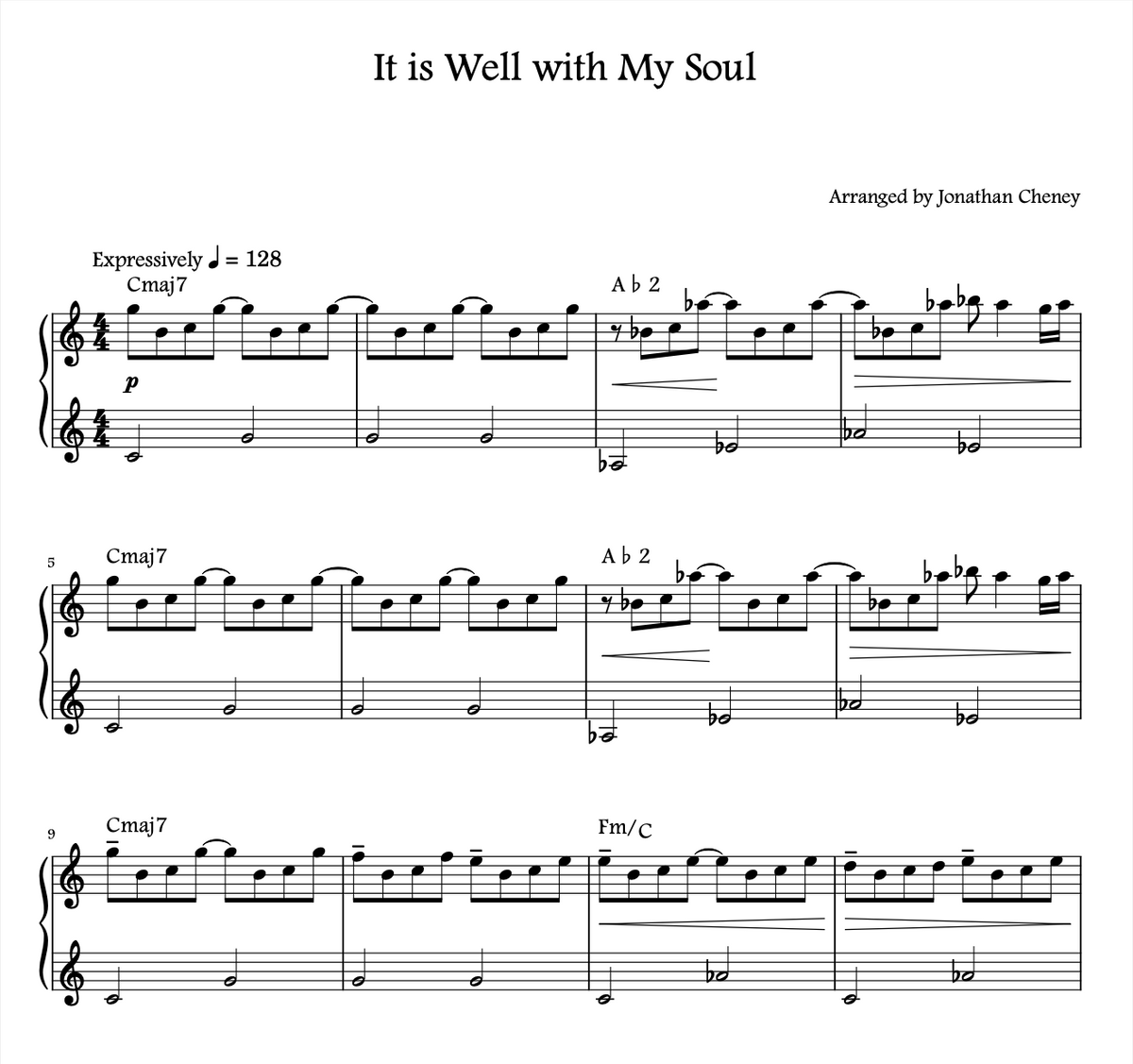 It Is Well With My Soul Piano Sheet Music – Jon Cheney Piano